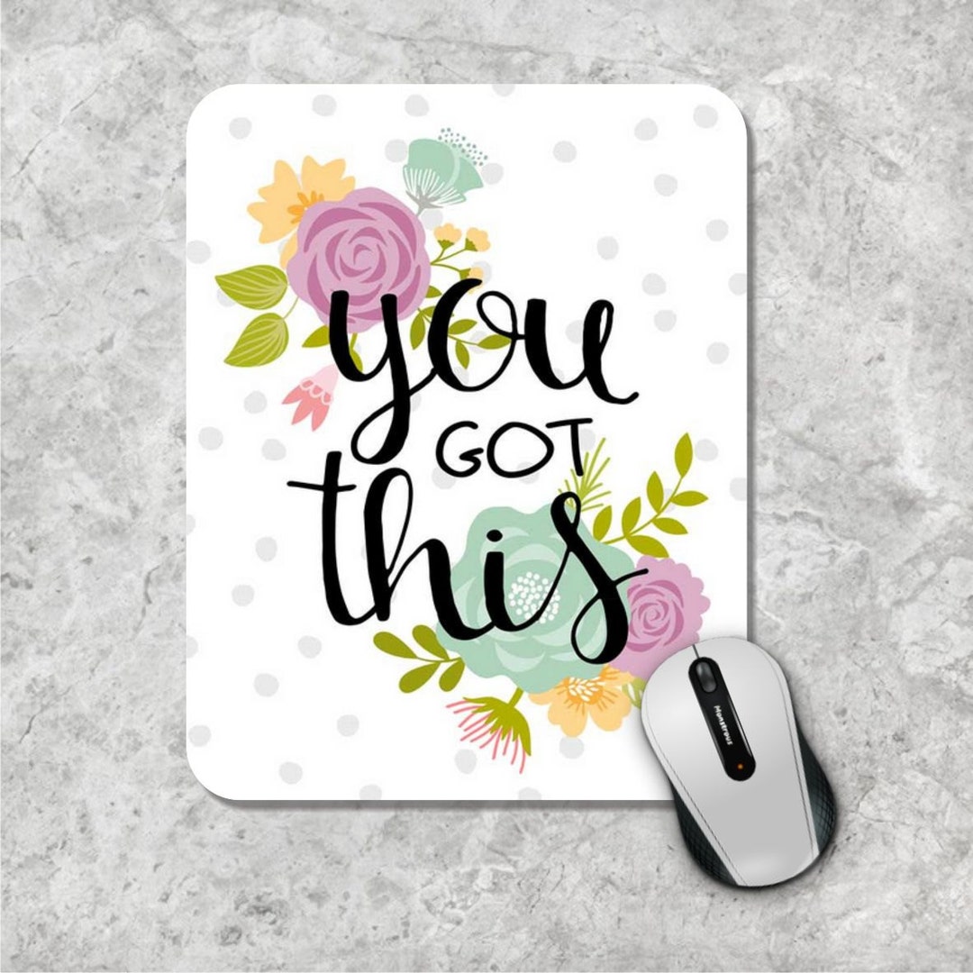 Floral Mousepad, Quote Mouse Pad, Watercolor Mouse Mat, Custom Mousepad ...