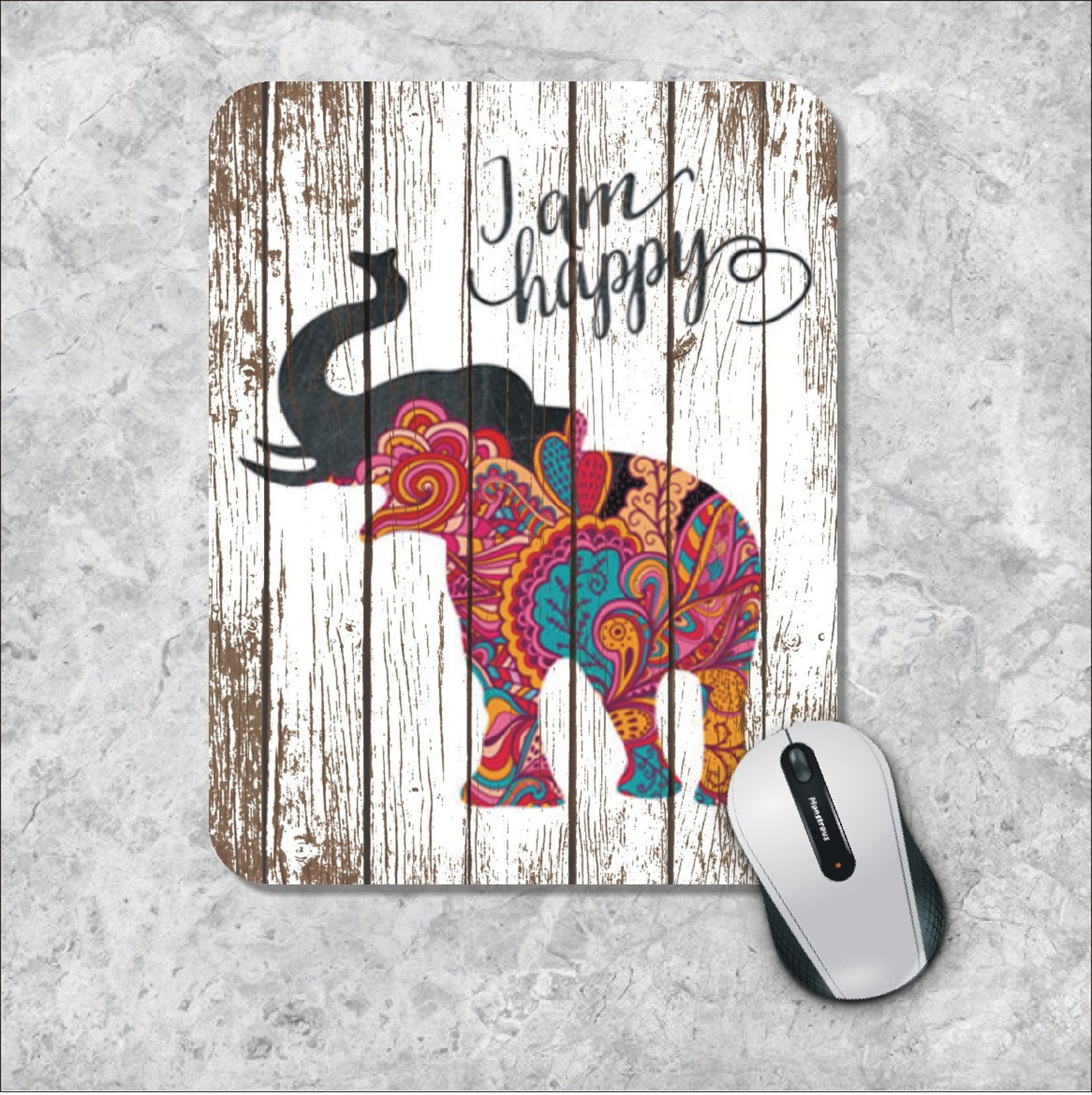 Quote Mousepad I'm Happy Mouse Pad Watercolor Mouse Mat - Etsy