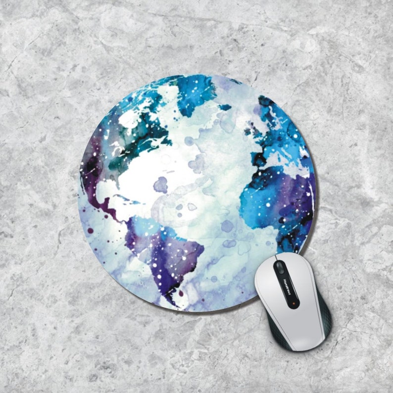 Blue Earth Mousepad World Mouse Pad Watercolor Mouse Mat | Etsy