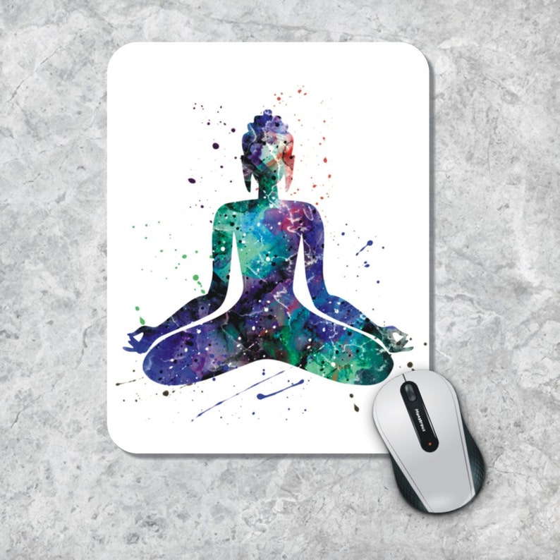 Buddha Mousepad Yoga Art Mouse Pad Watercolor Mouse Mat - Etsy
