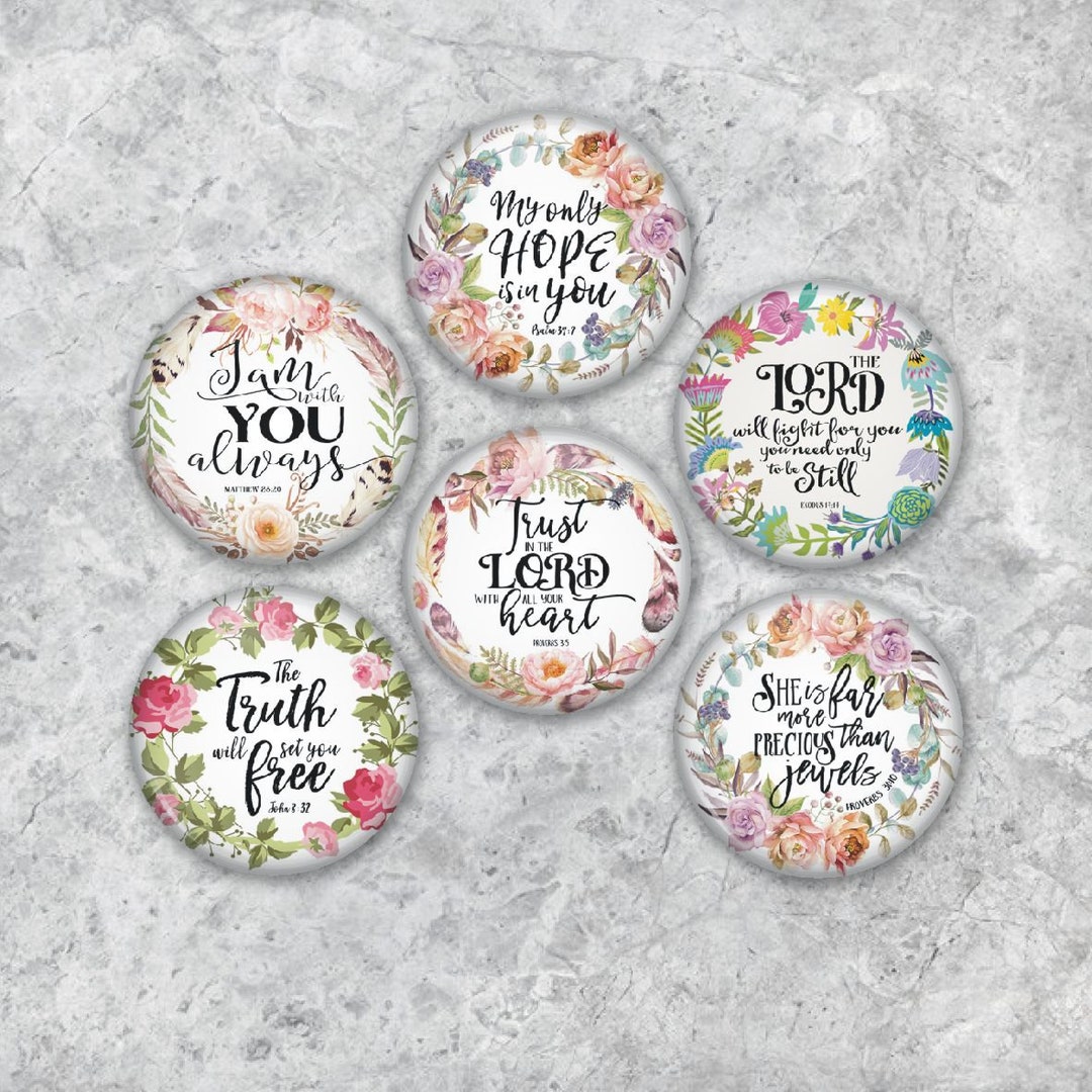 Bible Verse Fridge Magnets, Bible Pinback Buttons, Inspirational Pin ...