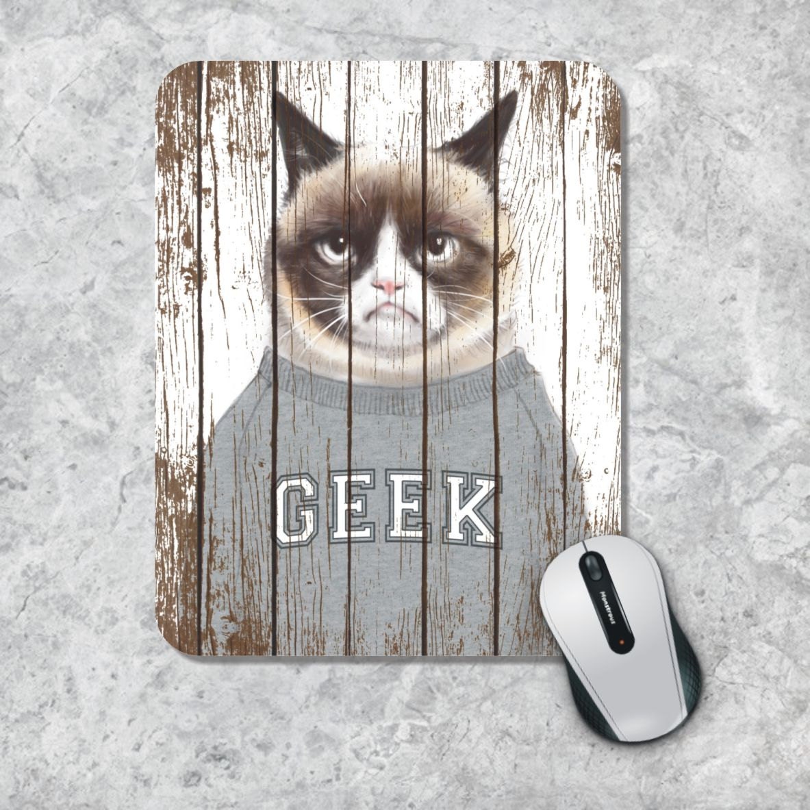 Grumpy Cat Mousepad Geek Mouse Pad Funny Mousepad Animal | Etsy