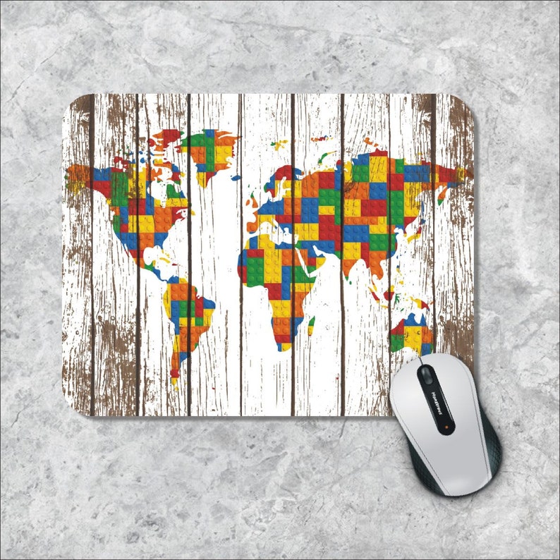 World Map Mouse Pad Lego Decor Mousepad Colorful Mouse Mat - Etsy