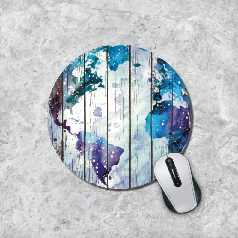 Blue Earth Mousepad World Mouse Pad Watercolor Mouse Mat | Etsy