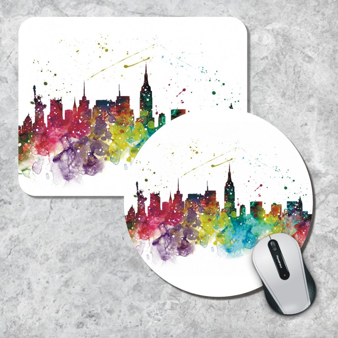 New York Mousepad, Skyline Mouse Pad, Watercolor Mouse Mat, New York ...
