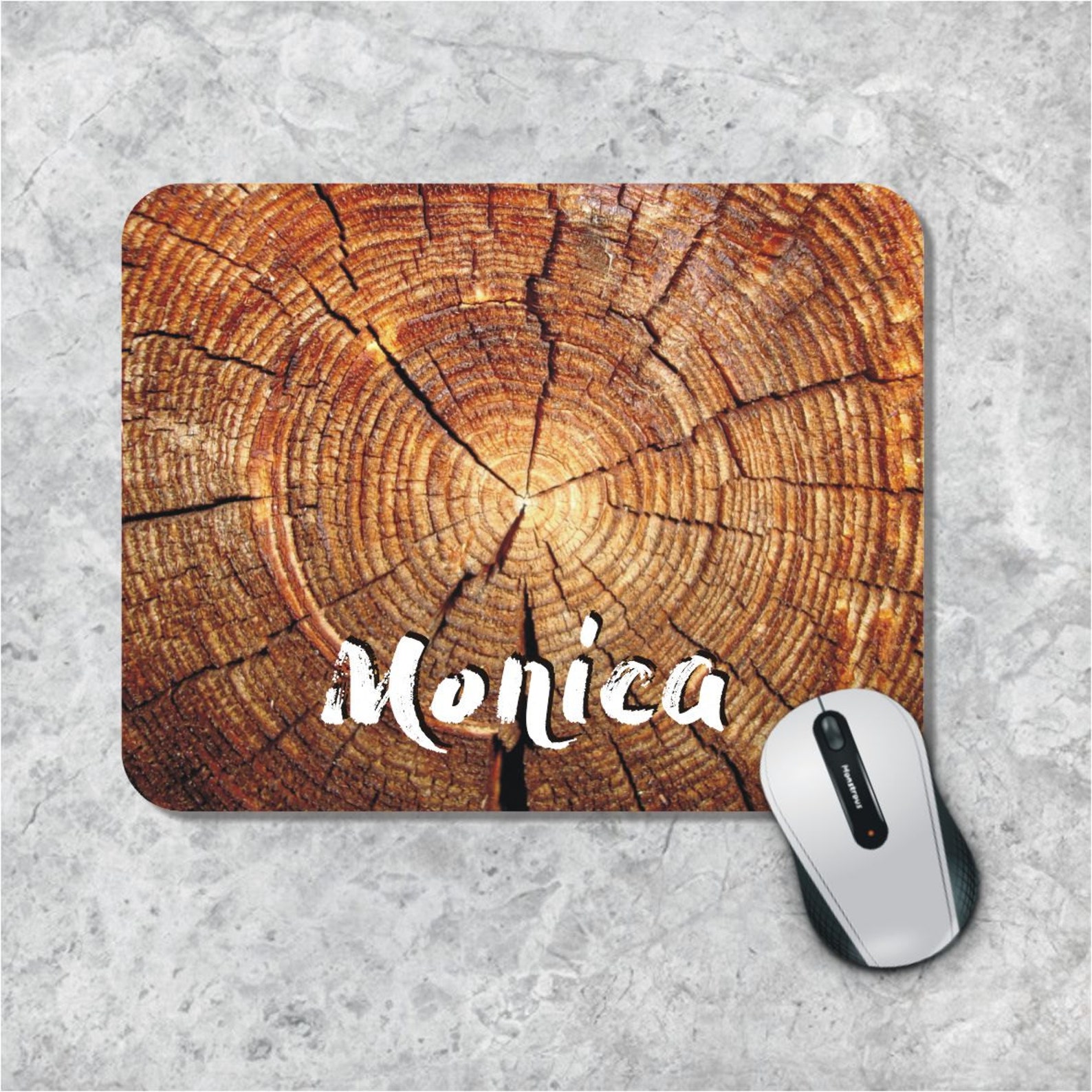 Monogram Mouse Pad Your Name Mousepad Wood Cross Section - Etsy