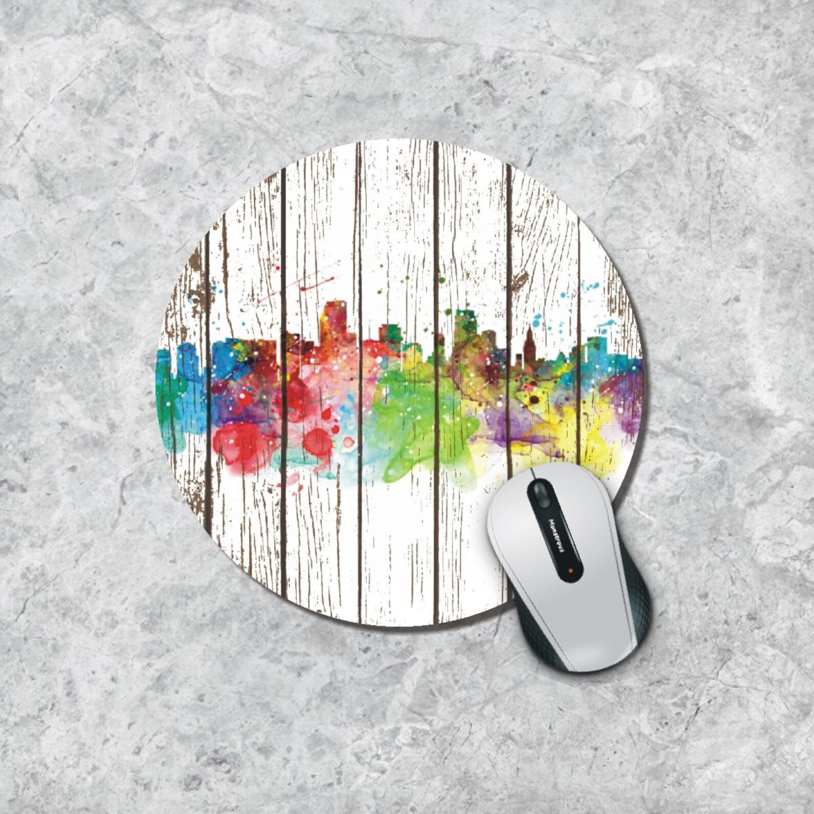 Miami Mousepad Skyline Mouse Pad Watercolor Mouse Mat Round - Etsy