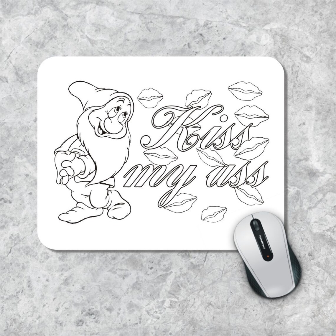 Swear Coloring Mousepad Adult Mouse Pad Kiss My ss - Etsy