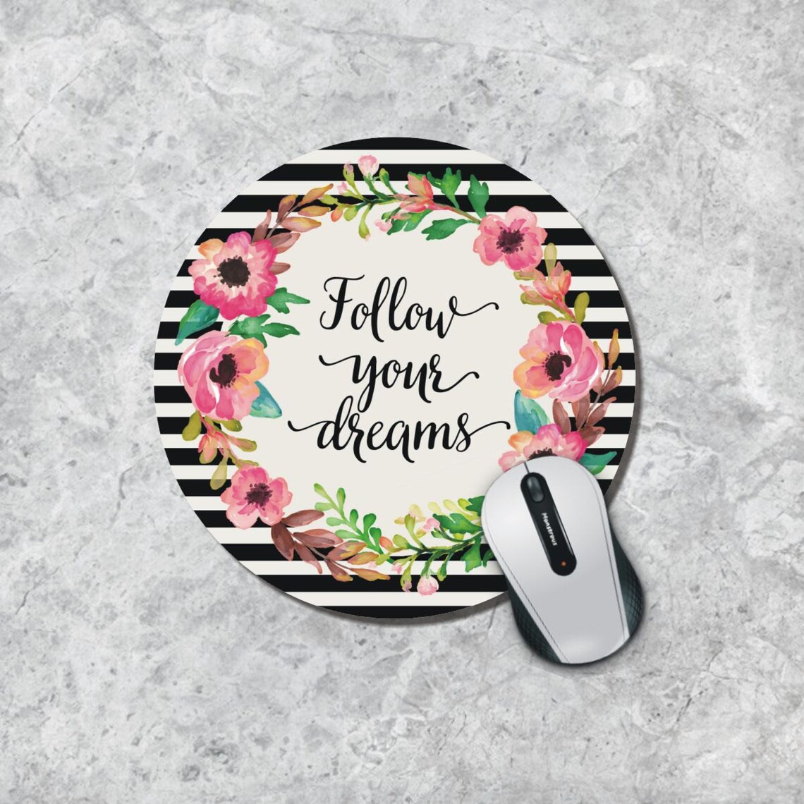 Quote Mousepad, Follow Dreams Mouse Pad, Watercolor Mouse Mat, Custom ...