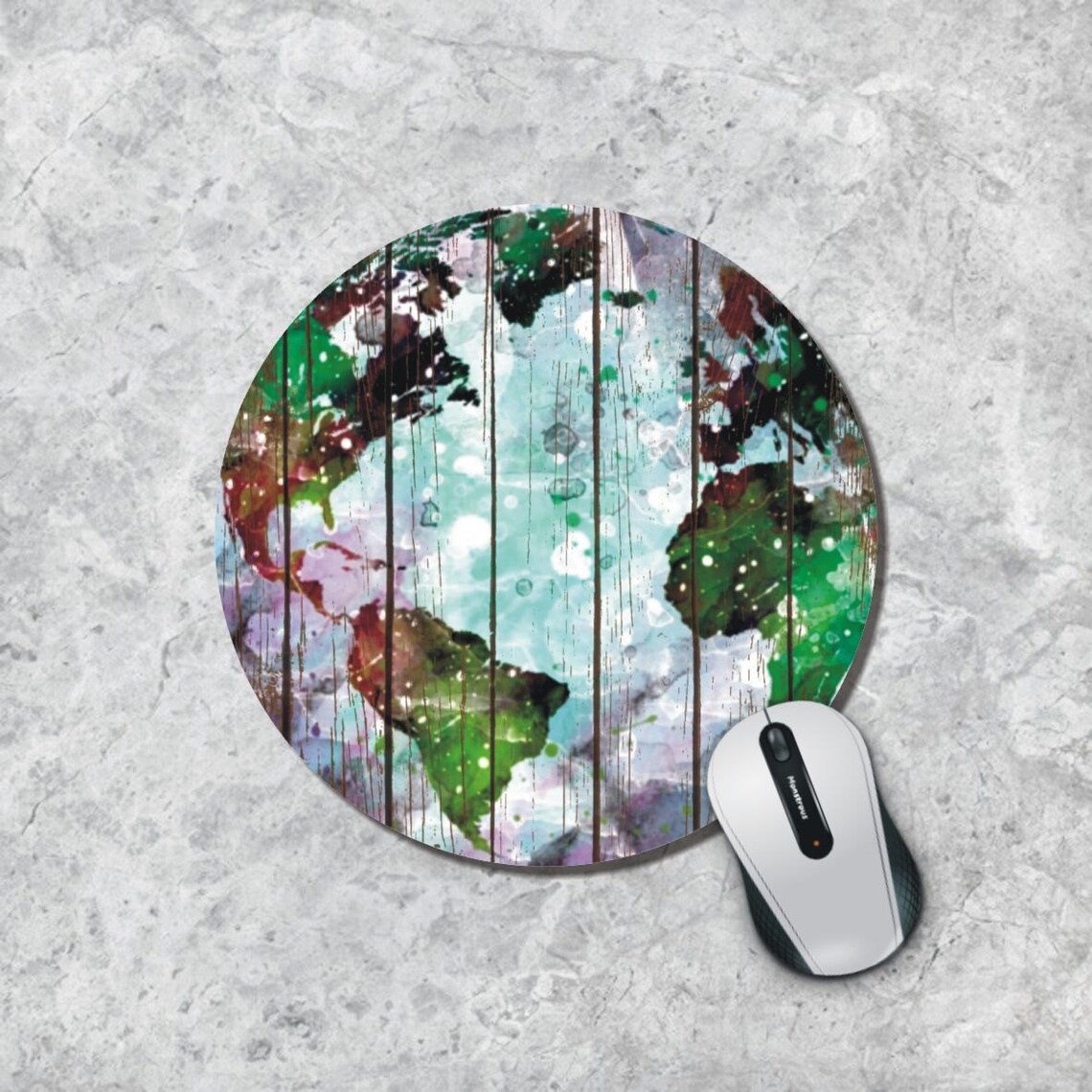 Earth Mousepad World Mouse Pad Watercolor Mouse Mat Round - Etsy