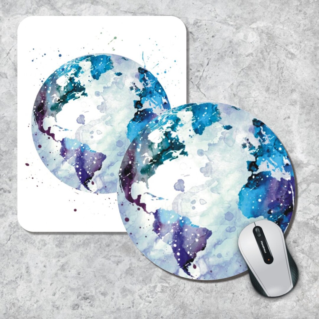 Blue Earth Mousepad World Mouse Pad Watercolor Mouse Mat - Etsy