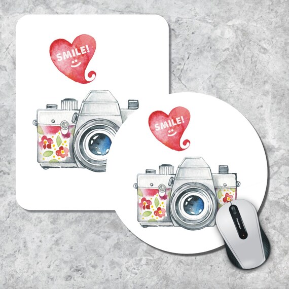 Quote Mousepad Camera Mouse Pad Smile Mouse Pad Watercolor | Etsy