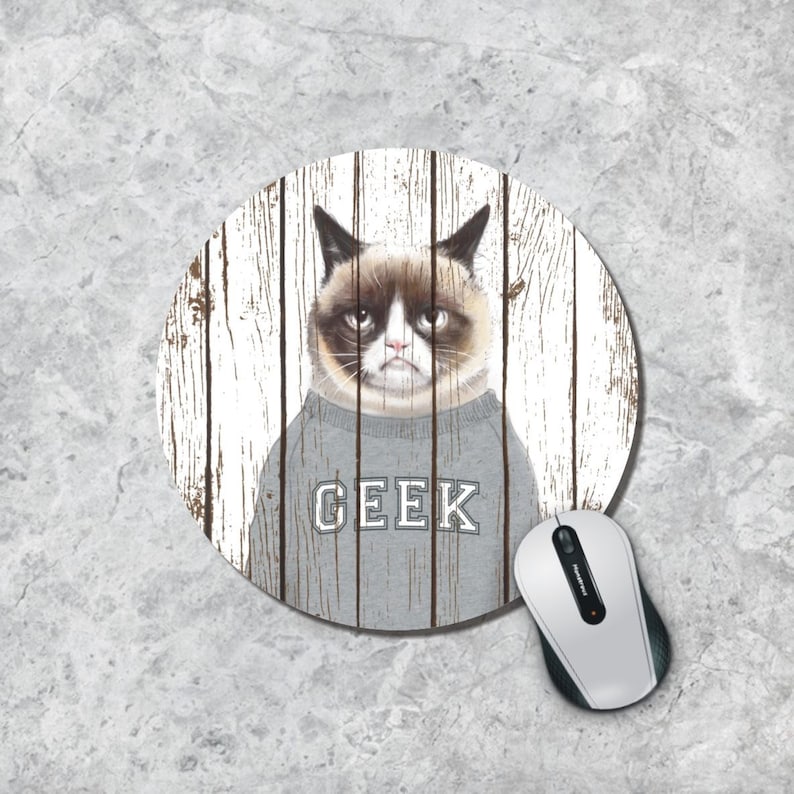 Grumpy Cat Mousepad Geek Mouse Pad Funny Mousepad Animal | Etsy