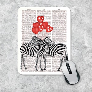 Dictionary Art Mousepad, Zebras in Love Mouse Pad, Heart Mouse Mat ...
