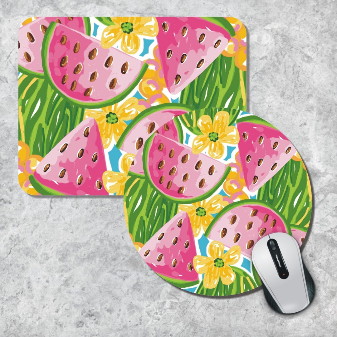 Preppy Watermelon Mousepad, Monogram Mouse Pad, Watercolor Mouse Mat ...