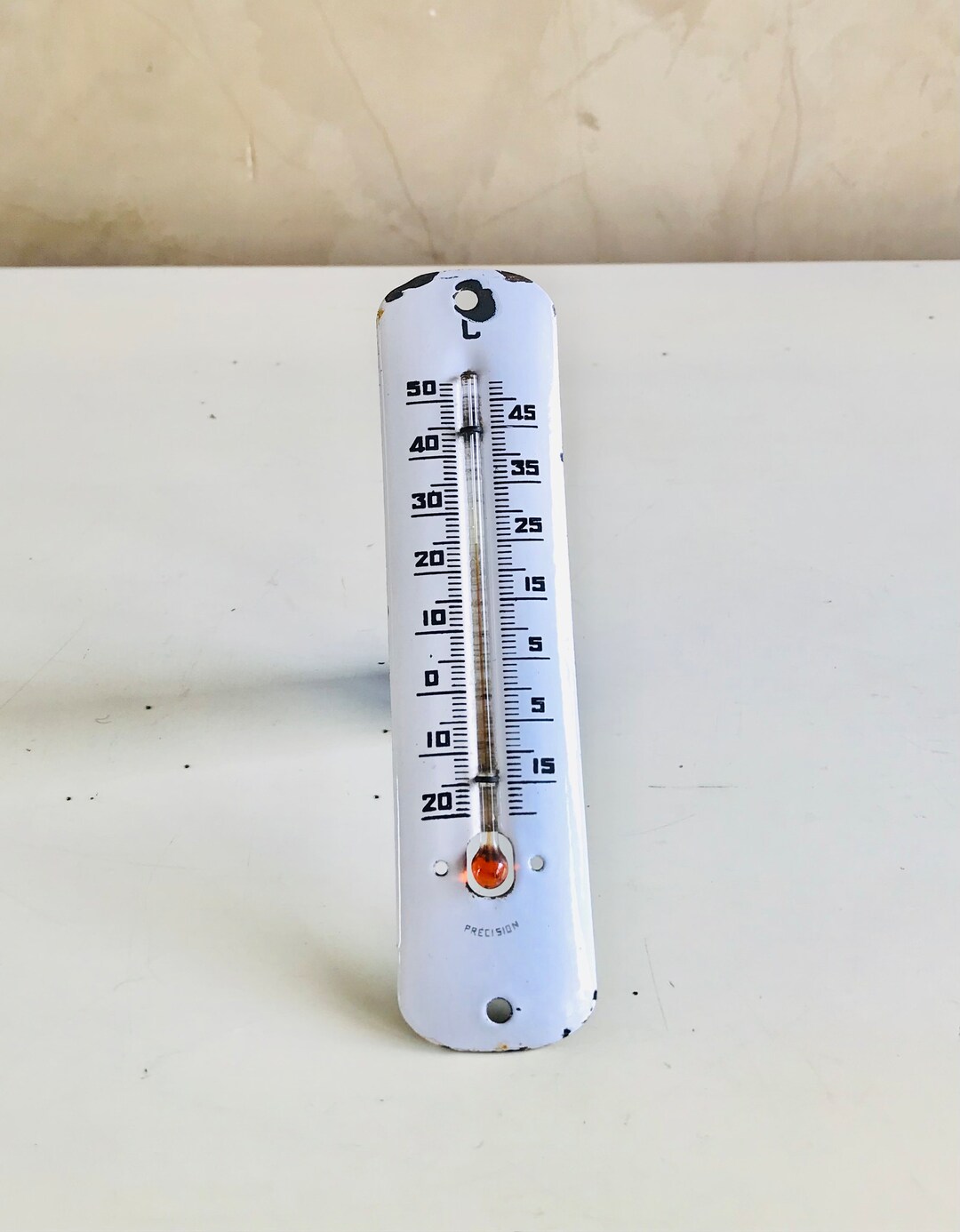 TERMÓMETRO ANTIGUO ESMALTADO Precioso Medidor De Temperatura De Chapa ...
