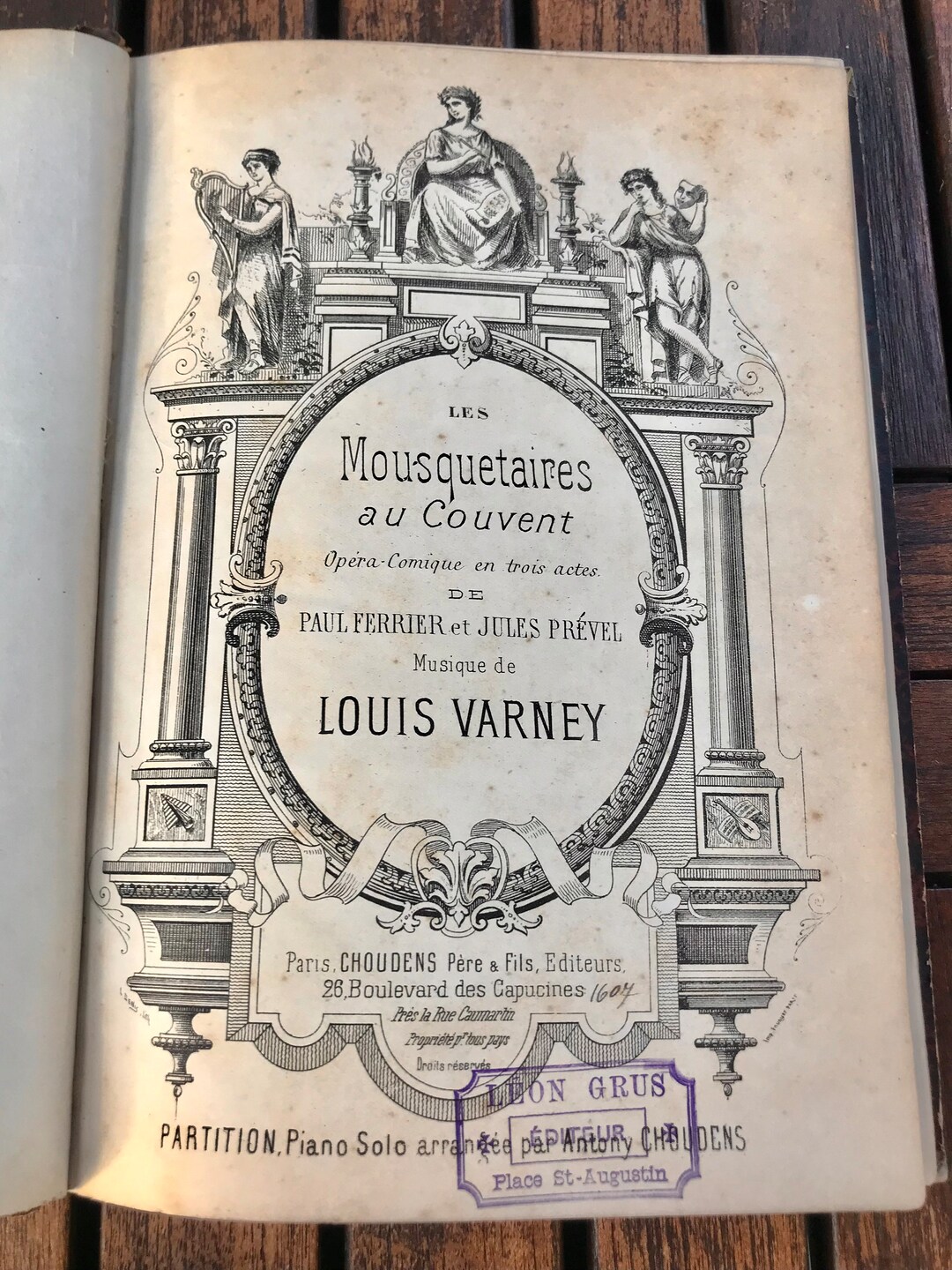 PARTITURA ANTIGUA Les Mosquetaires Du Convent Música De Louis Varney ...