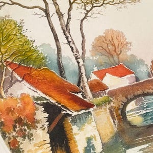 LITOGRAFÍA ANTIGUA De Paisaje FRANCÉS Lámina Ovalada Campestre ...