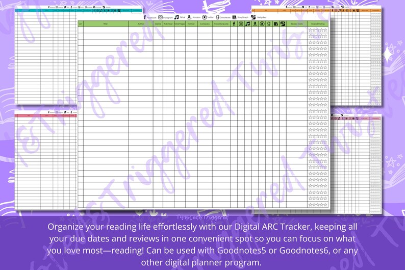 Digital ARC Tracker Reading Log Bookish Journal Planner - Etsy
