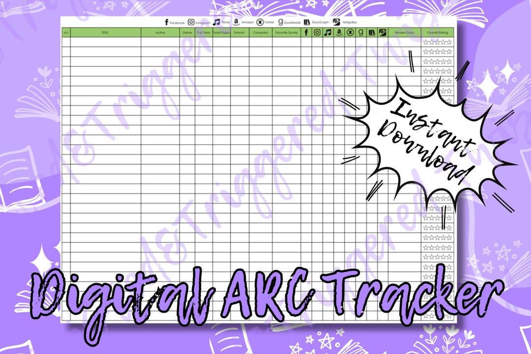 Digital ARC Tracker Reading Log Bookish Journal Planner - Etsy