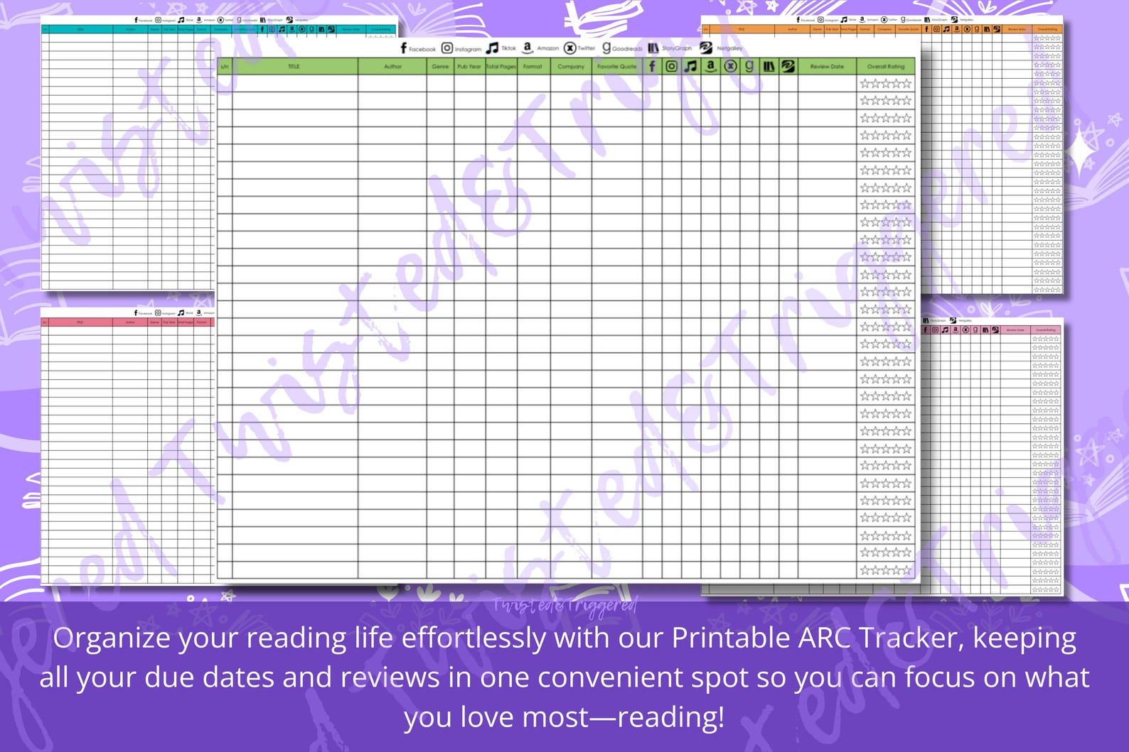 Printable ARC Tracker Reading Log Book Review Organizer Digital ...