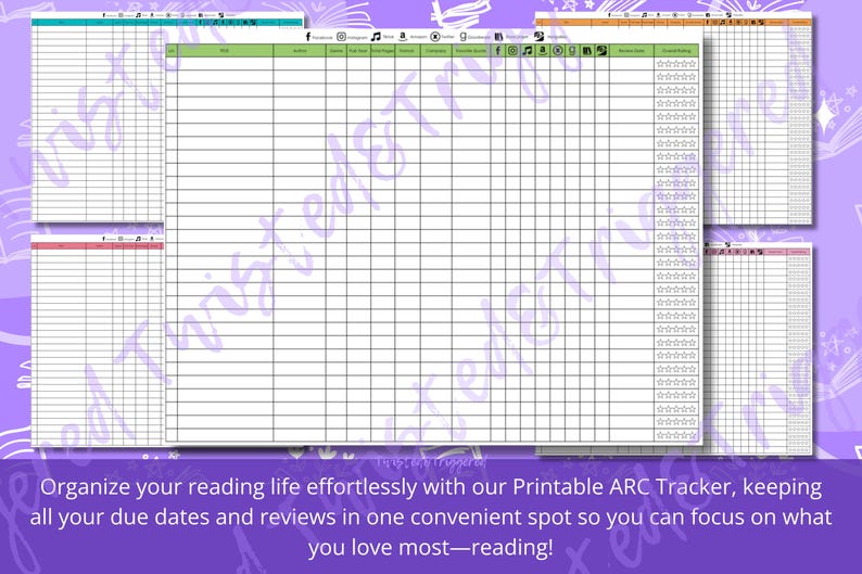 Digital and Printable ARC Tracker Reading Log Bookish Journal Planner ...