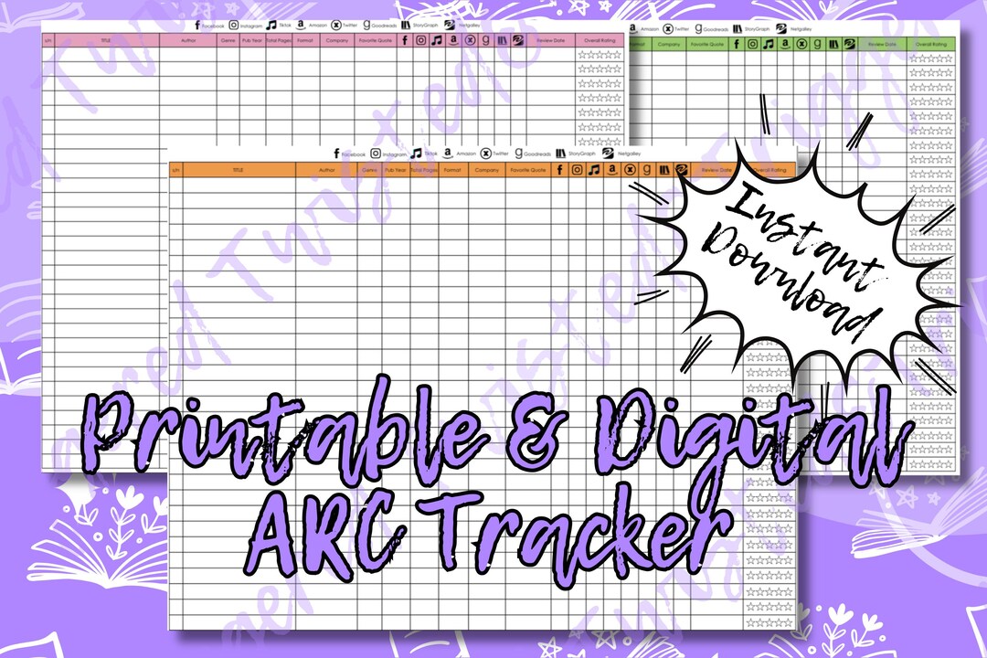 Digital and Printable ARC Tracker Reading Log Bookish Journal Planner ...
