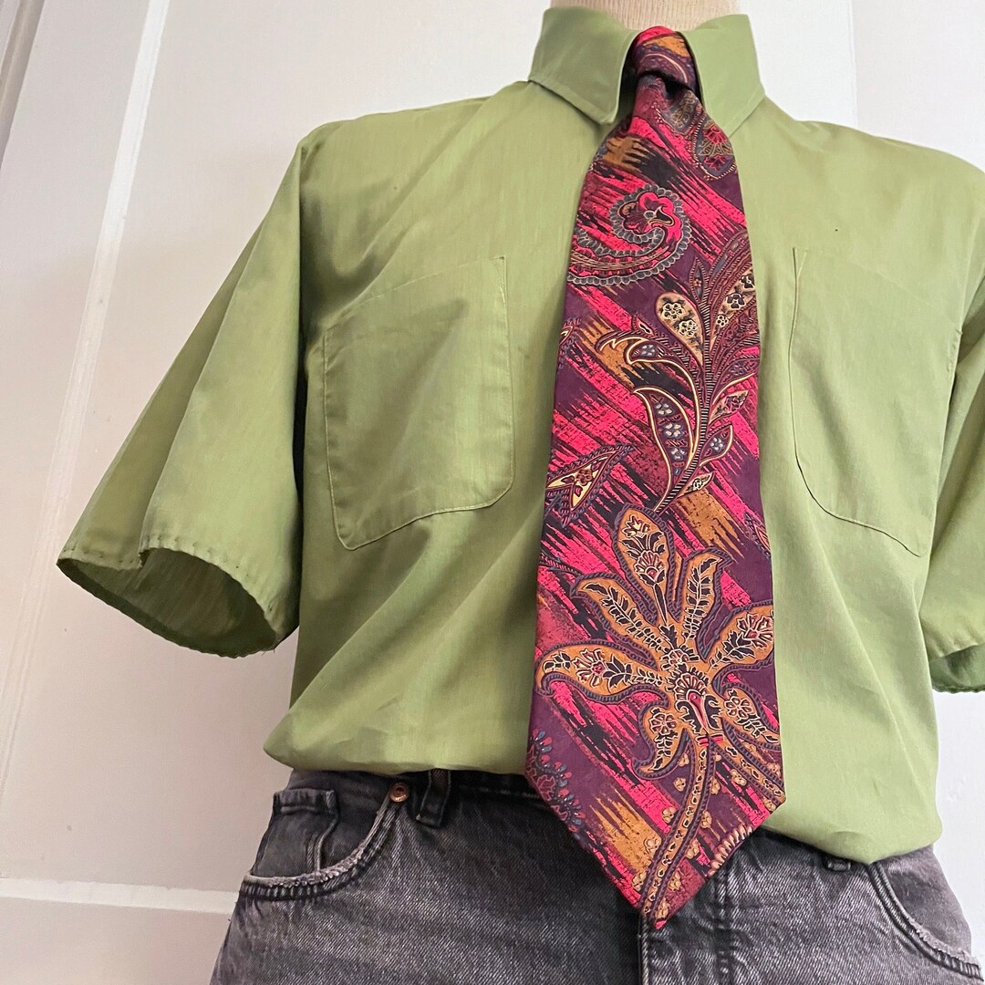 Vintage Pierre Balmain Baroque SILK NECKTIE - Red + Burgundy + Bronze ...