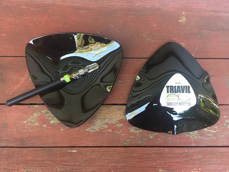 Triavil Antidepressants, Vintage Smoke Glass Ashtrays, Set of 2 - Mommy ...