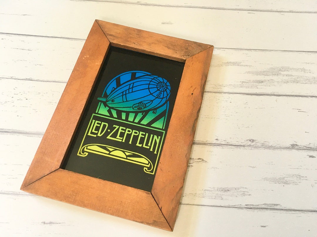 LED ZEPPELIN, Vintage 1980s Reversed Glass Framed Art - Rock 'n Roll ...