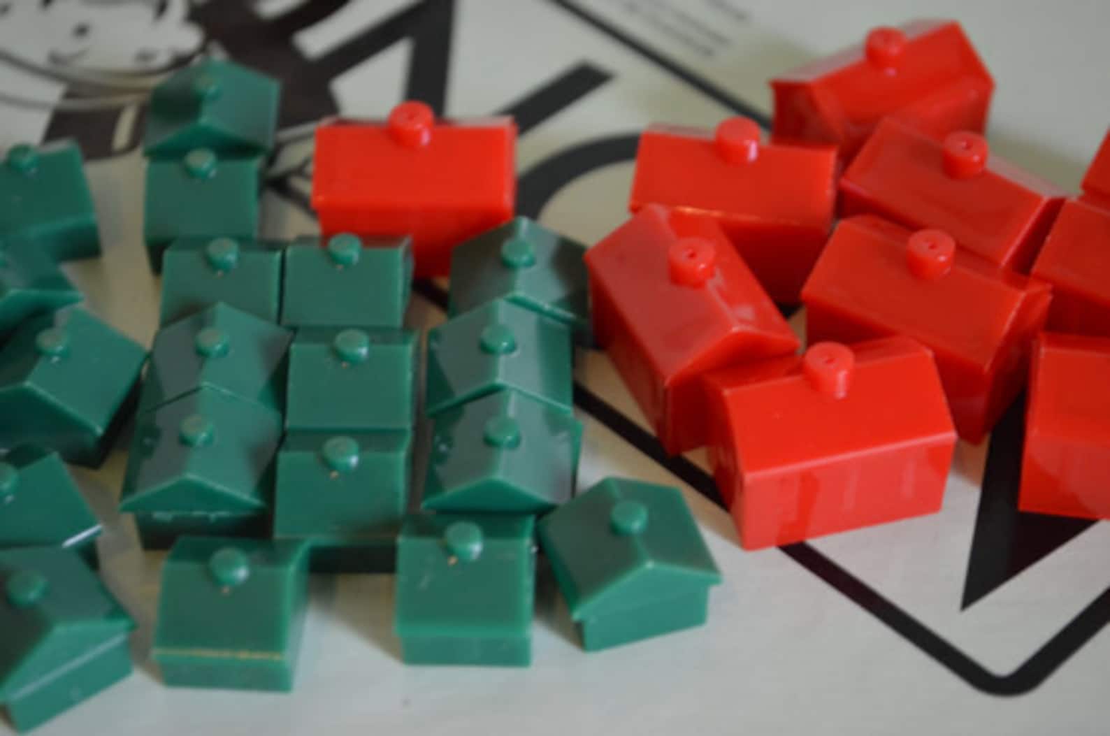 Monopoly Red Hotels and Green Houses: ORIGINAL Game Pieces 10 - Etsy