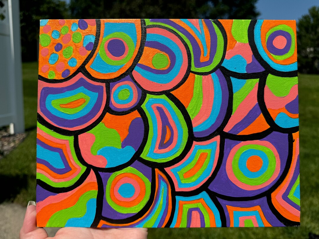 Geometric Groovy Painting - Etsy