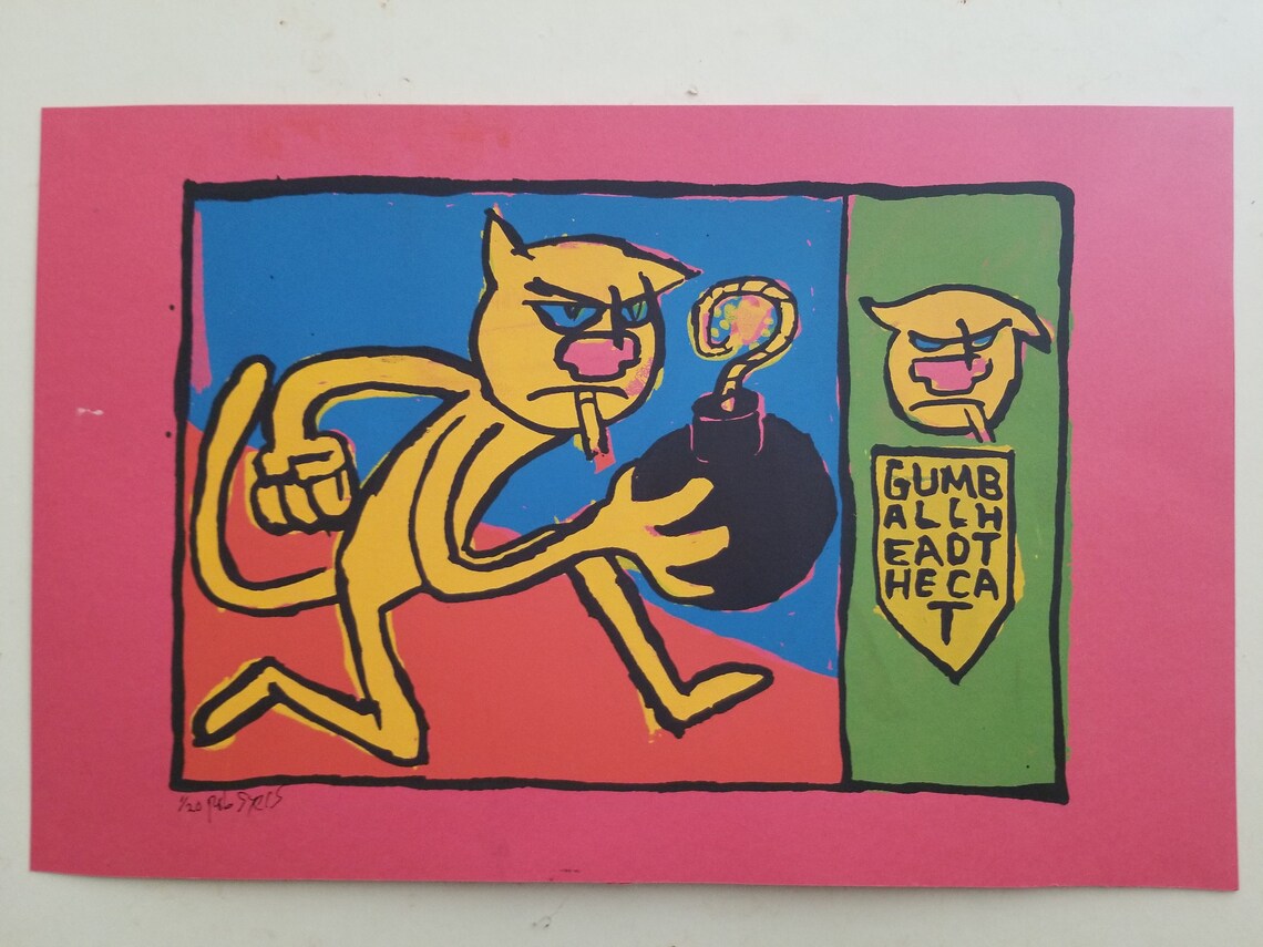 Cat With Bomb Print - Etsy