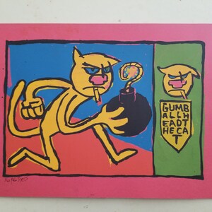 Cat With Bomb Print - Etsy