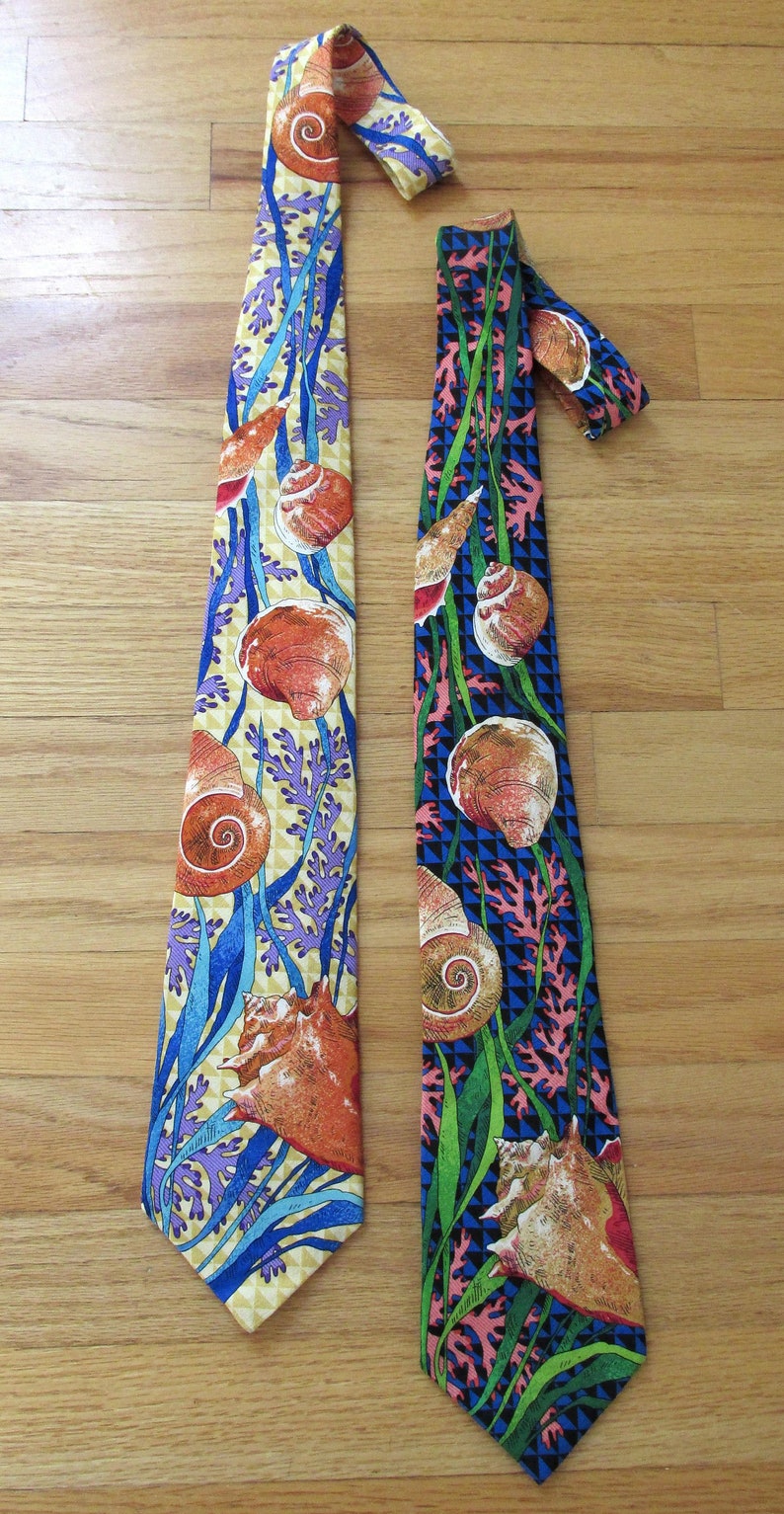 Rush Limbaugh Vintage Silk Ties - Matching Set, Sea Shells Beach Design ...