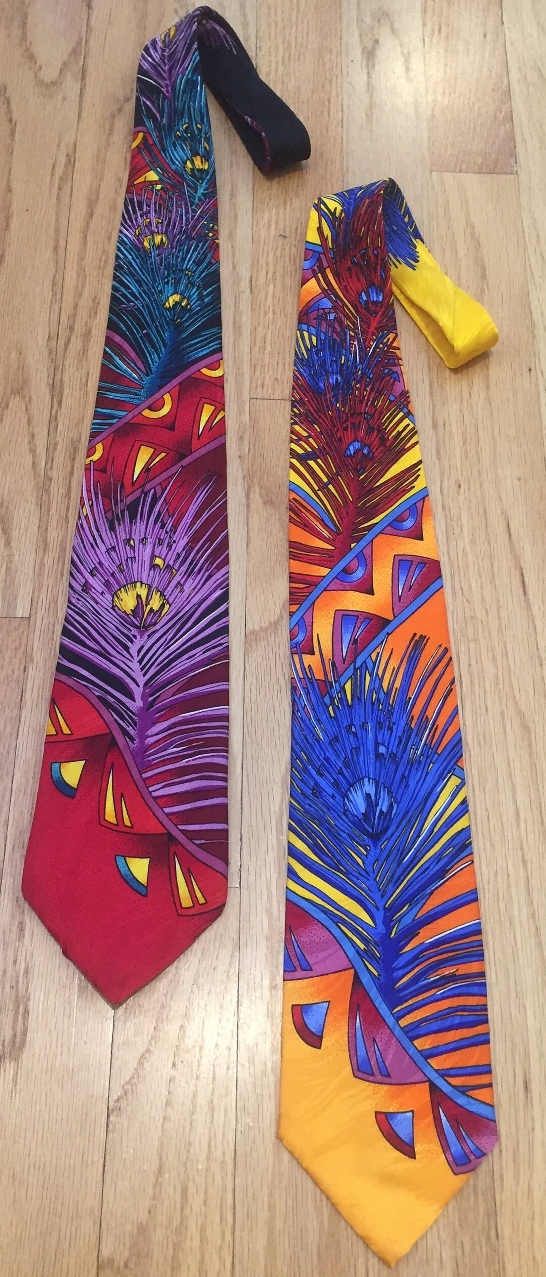 Rush Limbaugh Vintage Silk Ties - Matching Set, Peacock Feathers Orange ...