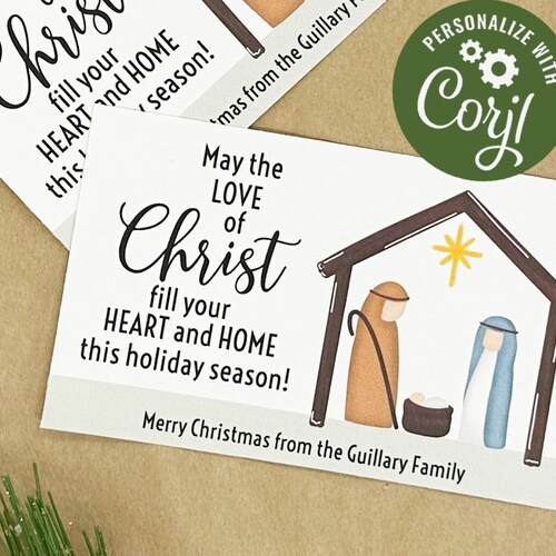 EDITABLE Love of Christ Christmas Nativity Gift Tags - Etsy