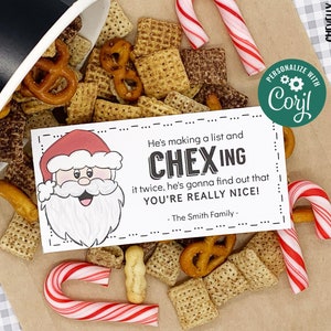 EDITABLE - He's Making a List and Chex-ing It Twice - Santa Gift Tags ...