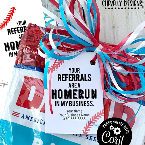 Editable Baseball Home Run Referral Gift Tags Printable - Etsy