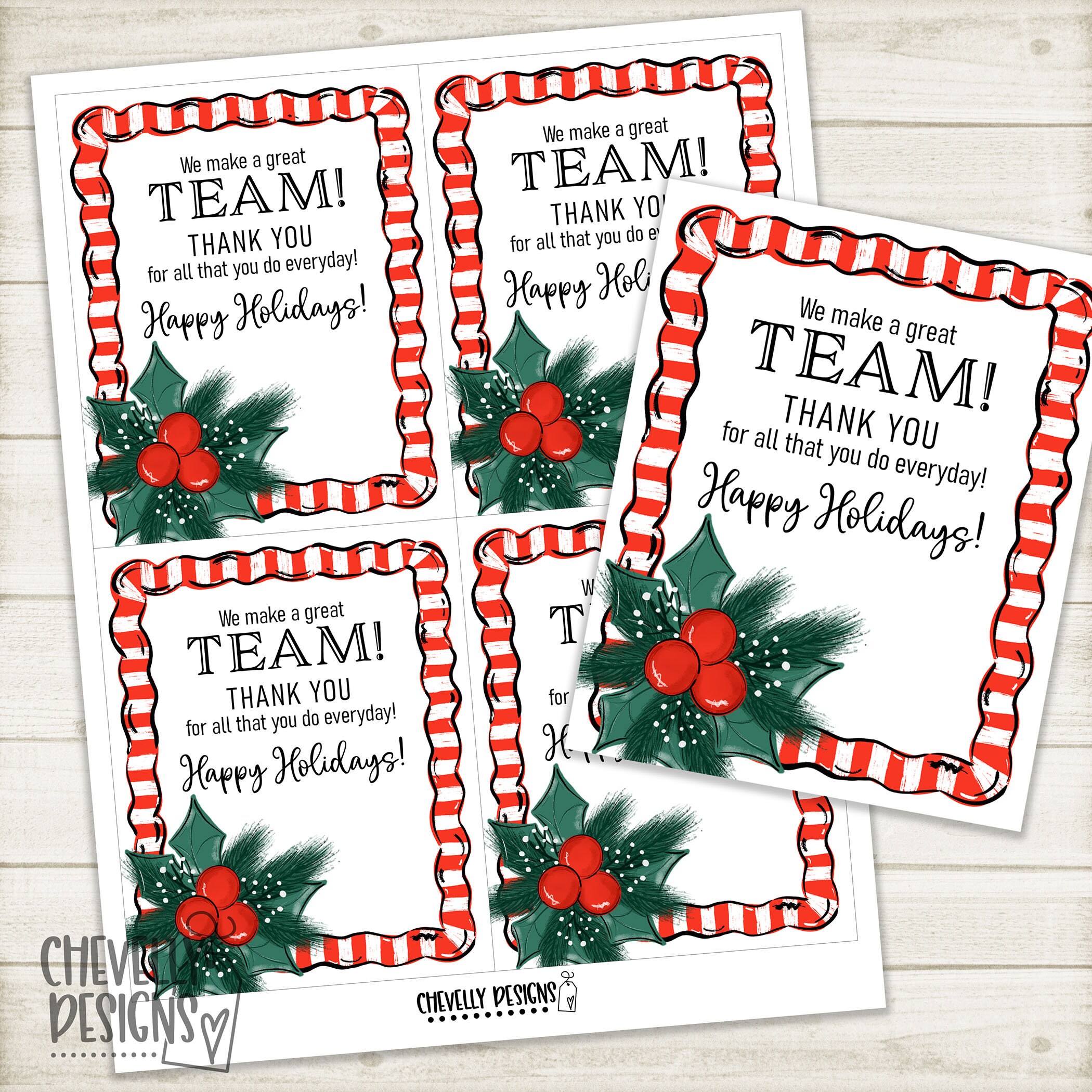 Printable Christmas Gift Tags - We Make a Great Team >>>instant Digital ...
