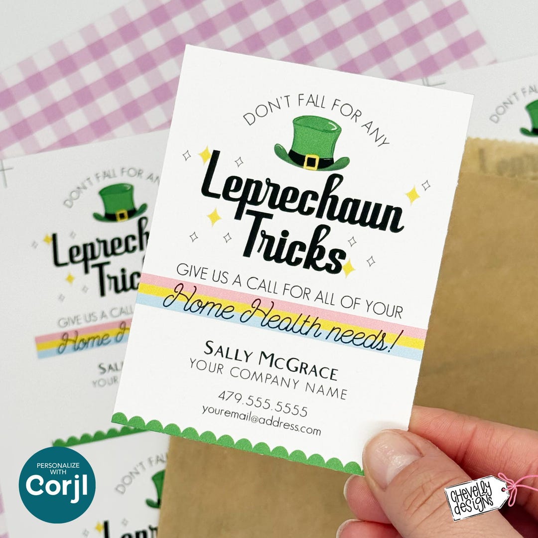 Editable Referral Gift Tag: Leprechaun Tricks, St Patrick Home Health ...