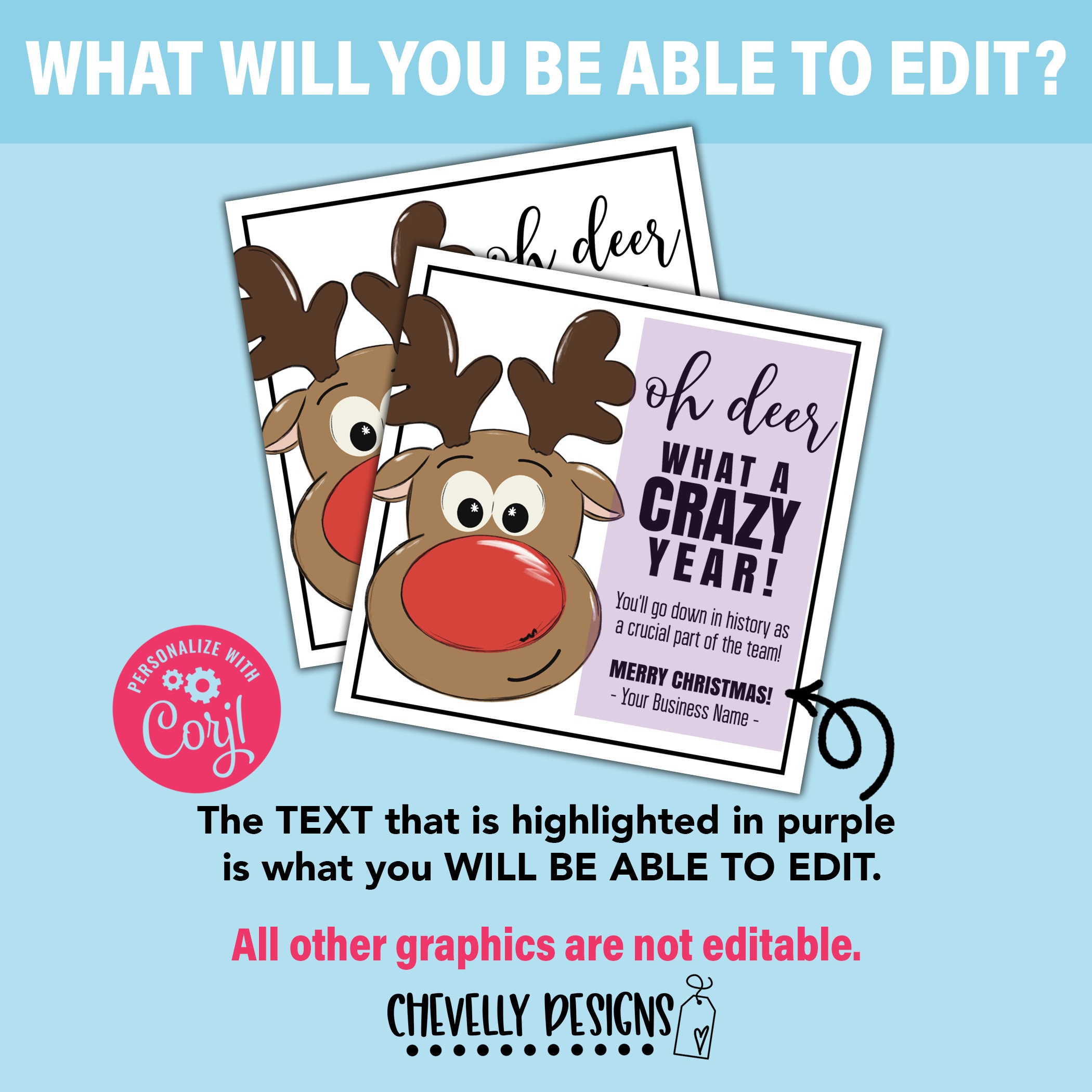 EDITABLE - Oh Deer What a Crazy Year - Christmas Staff Gift Tags ...
