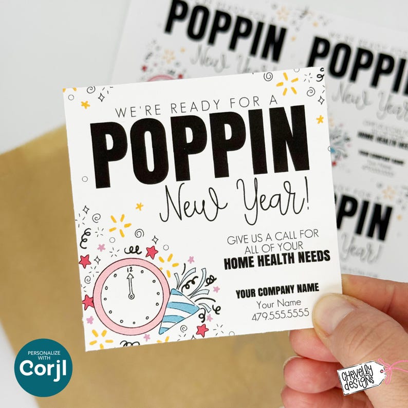 Editable Referral Gift Tag: Poppin New Year, Home Health Marketing ...
