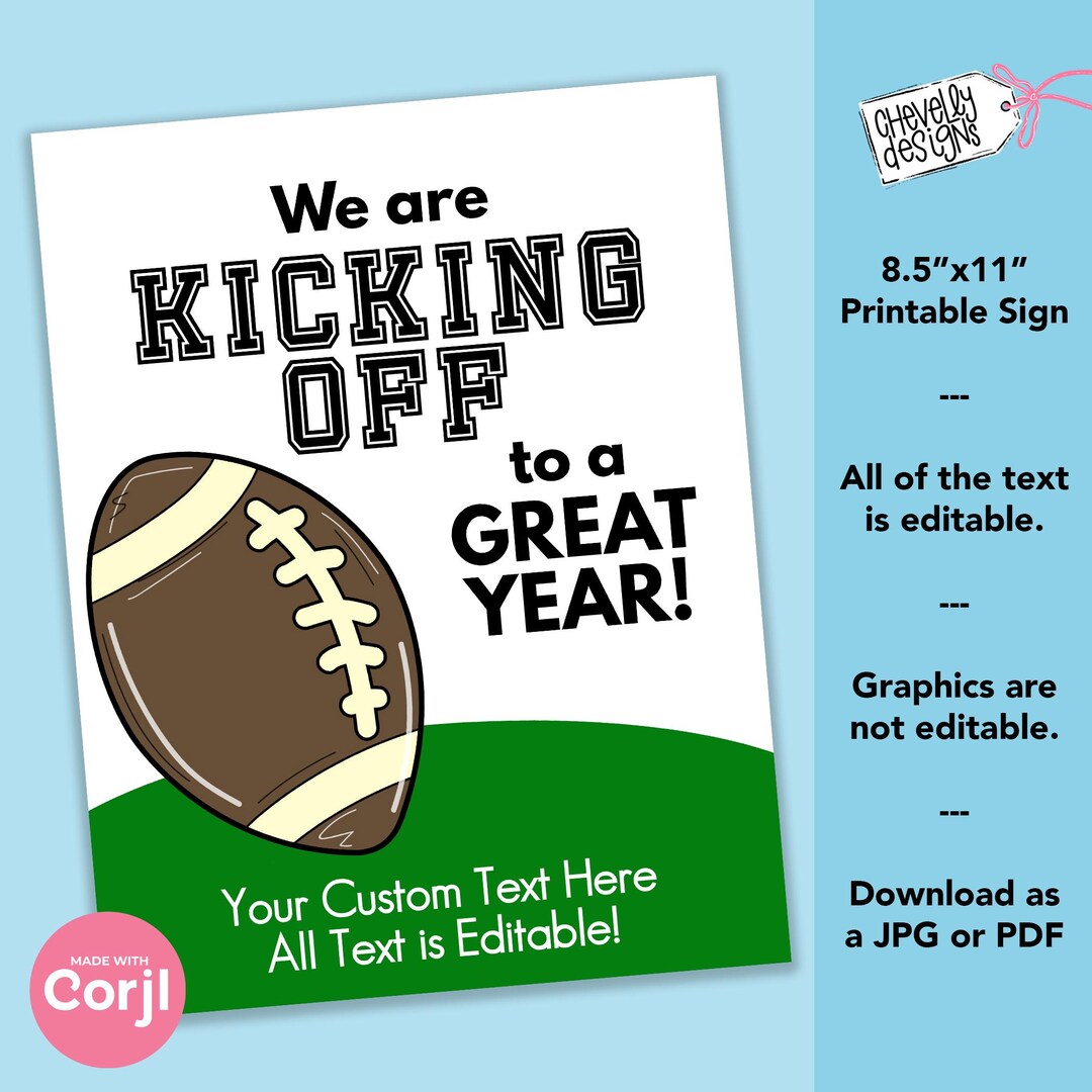 Editable - 8.5x11 Football Party Sign - Printable Download - SIGN039 - Etsy