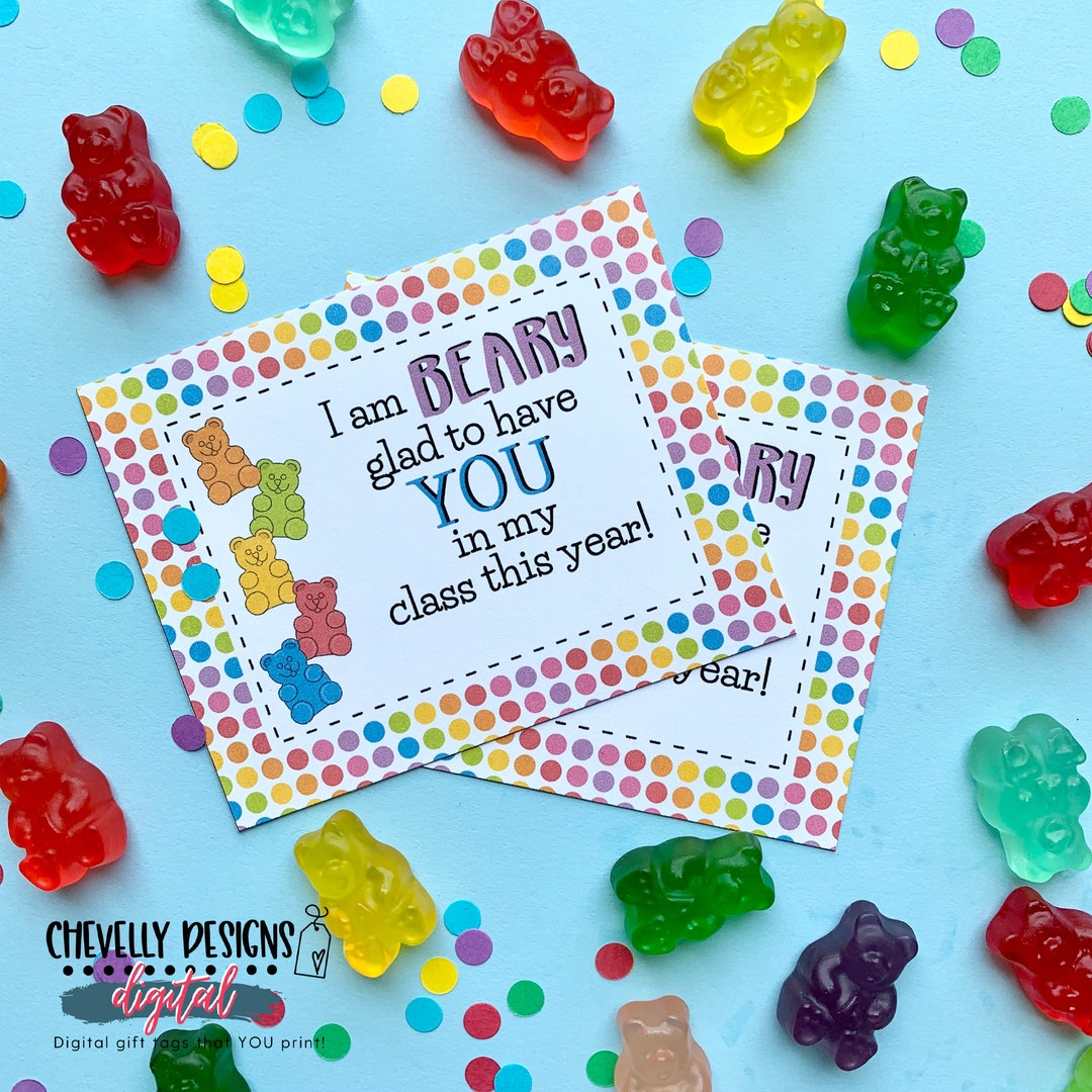 Printable Glad You Are in My Class - Gummy Bear Gift Tags - Digital ...