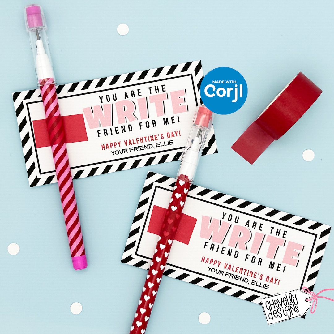EDITABLE - You Are the Write Friend for Me - Student Valentine Cards ...