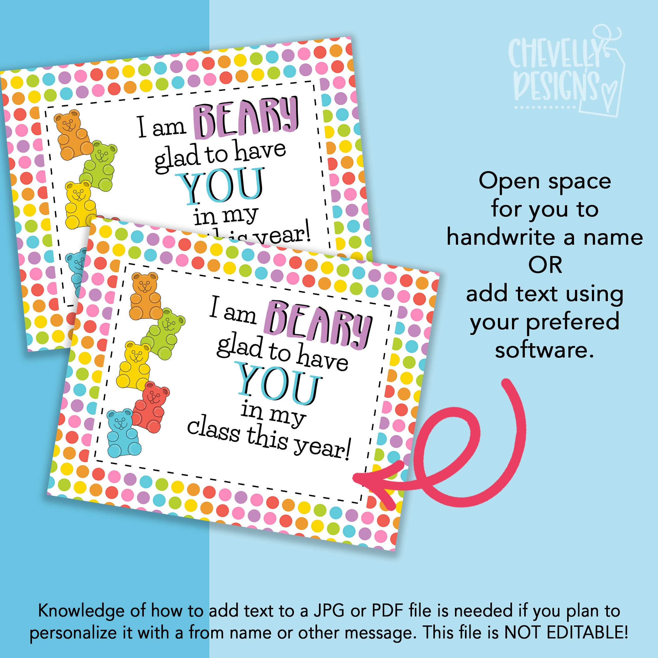 Printable Glad You Are in My Class - Gummy Bear Gift Tags - Digital ...