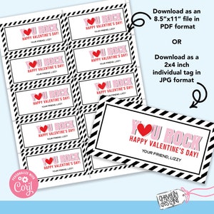 EDITABLE - You Rock Valentine - Student Valentine Cards - Printable ...