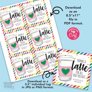 EDITABLE - Thanks a Latte for All That You Do - Staff Appreciation Gift ...