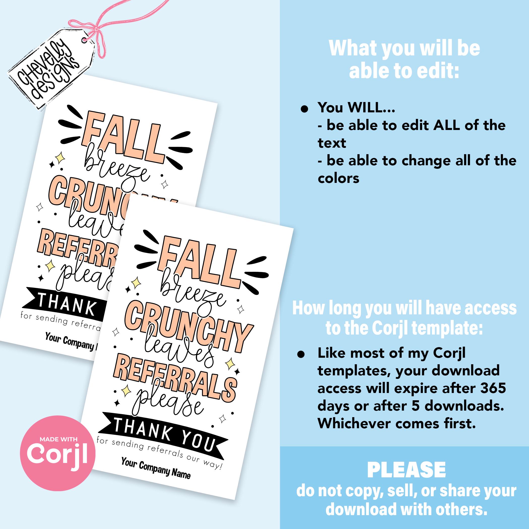 EDITABLE Referral Marketing Gift Tags - Fall Breeze, Crunchy Leaves ...